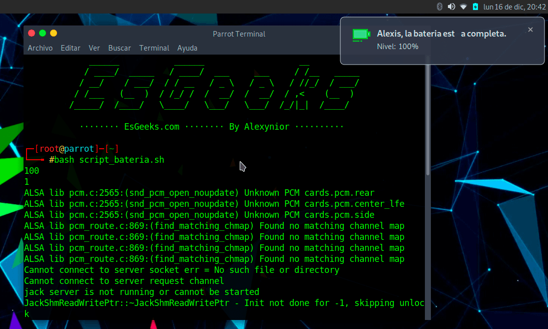 Script Bash para obtener alerta de batería baja en Linux » EsGeeks