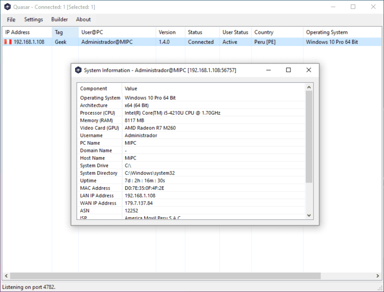 QUASAR: Remote Administration Tool (RAT) para Windows » EsGeeks